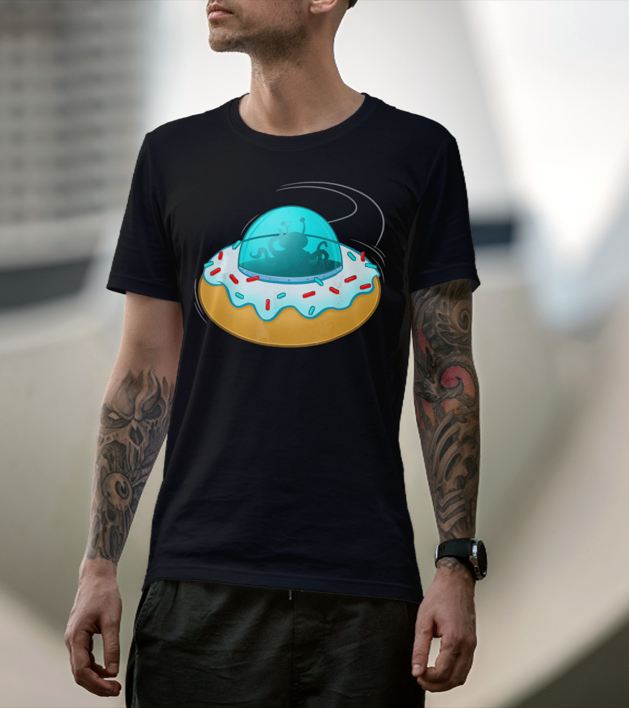 Funny UFO Donut With Cute Alien Sprinkles T-Shirt
