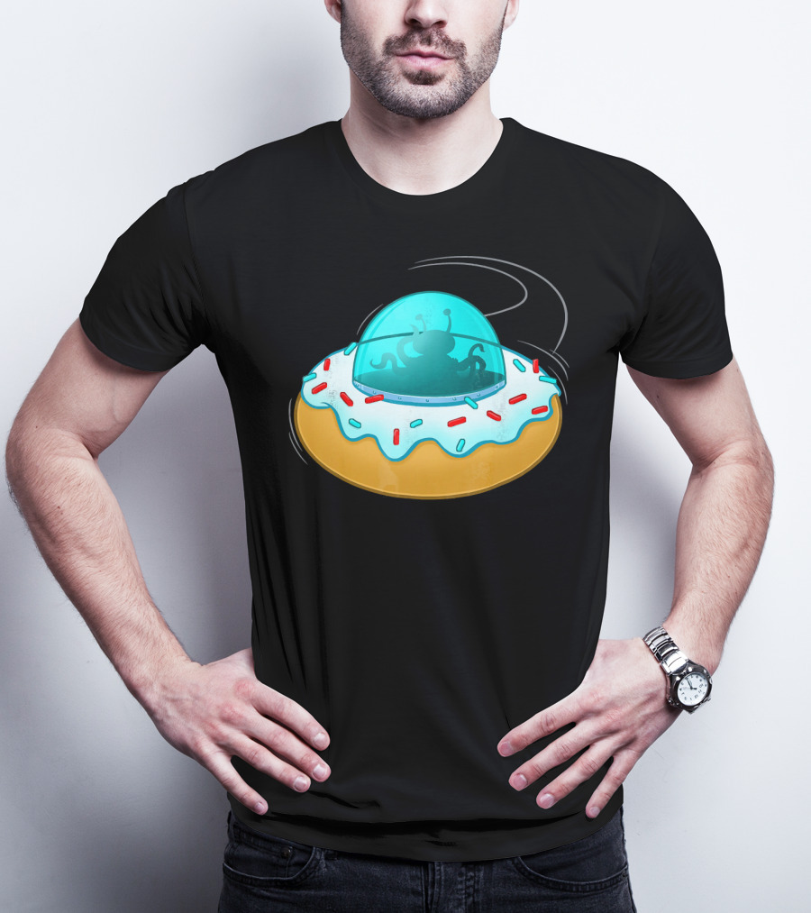 Funny UFO Donut With Cute Alien Sprinkles T-Shirt