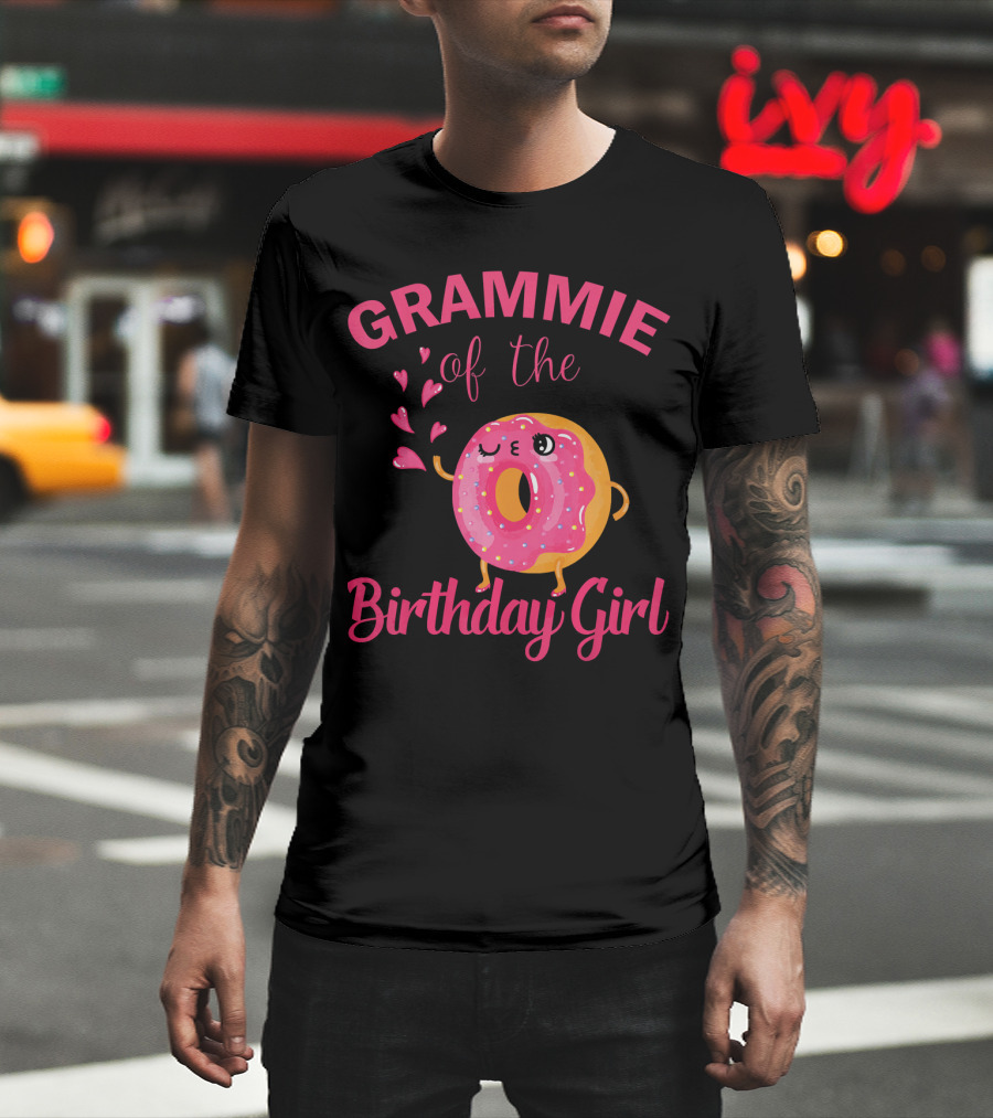 GRAMMIE Of The Birthday Girl Donut With Hearts T-Shirt