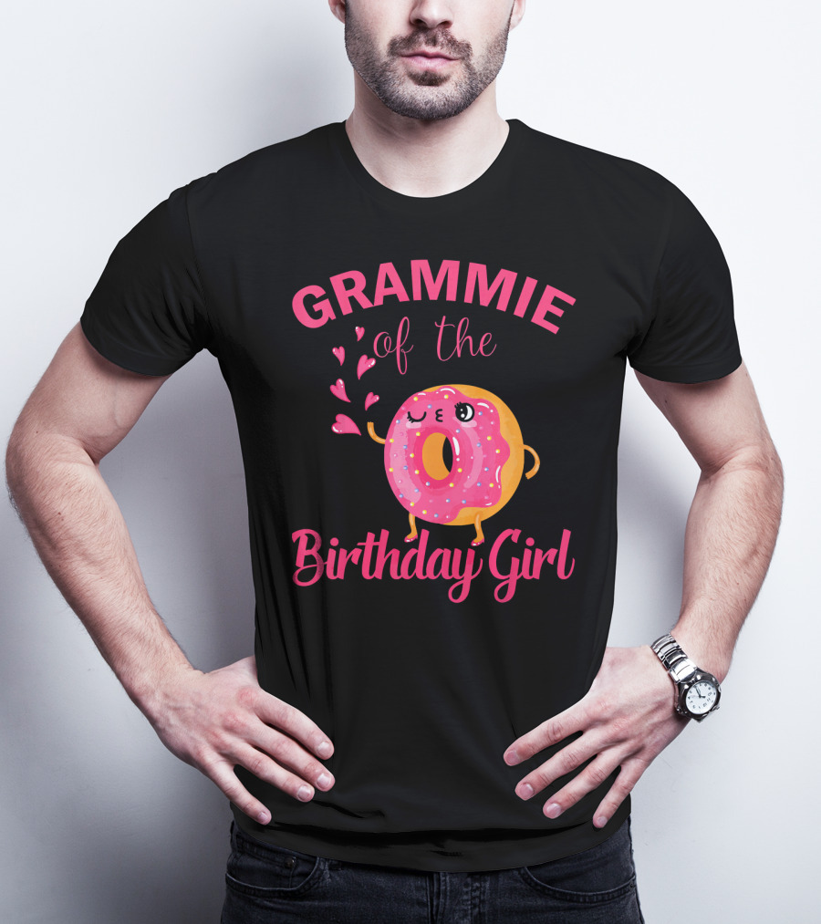 GRAMMIE Of The Birthday Girl Donut With Hearts T-Shirt