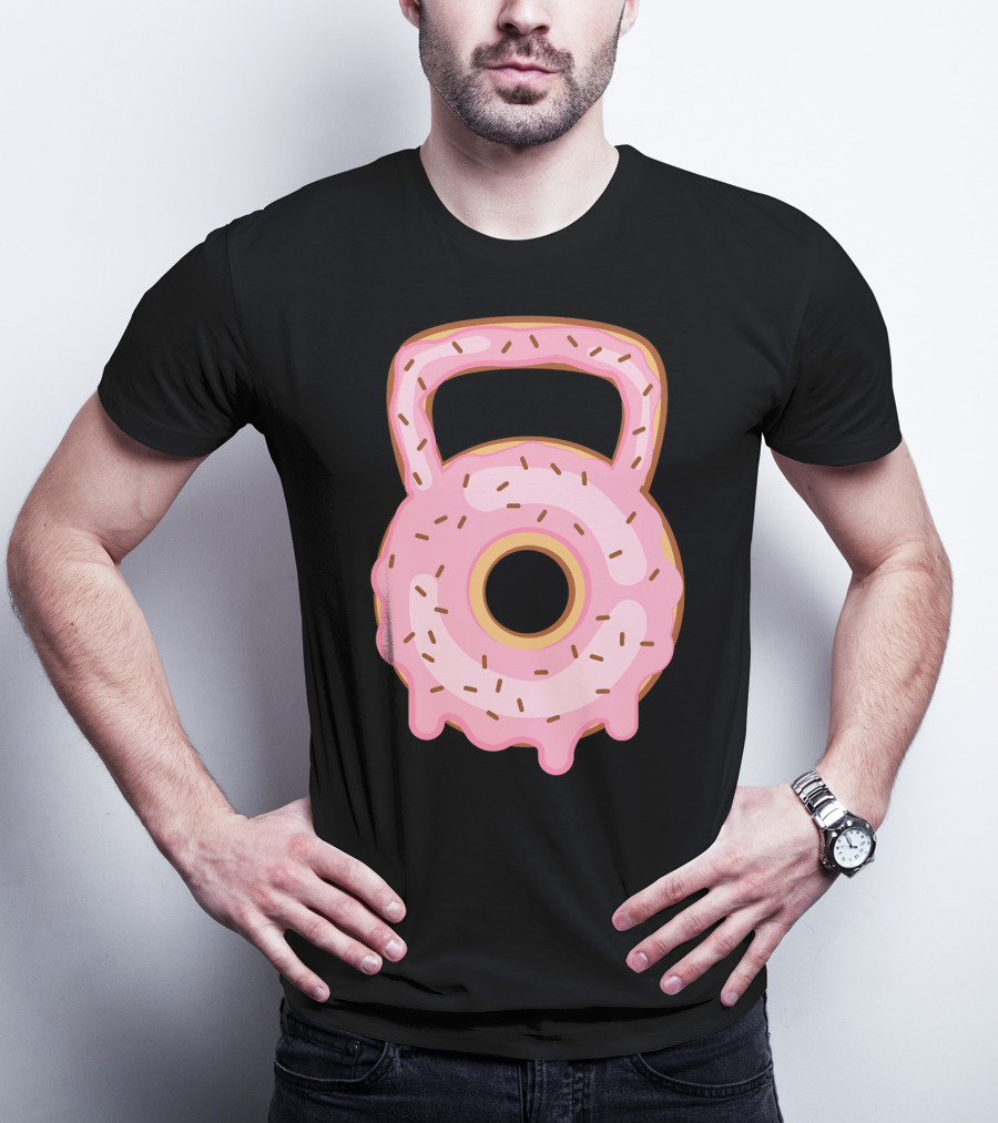 Kettlebell Donut Lover Gym Workout Pink Sprinkles T-Shirt