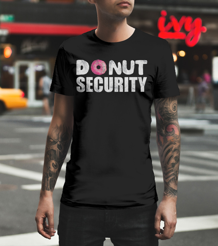 Donut Security Pink Frosted Doughnut Lettering T-Shirt