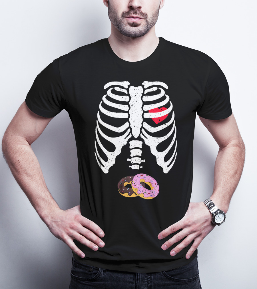 Halloween Pregnancy Skeleton Donut Baby Costume T-Shirt