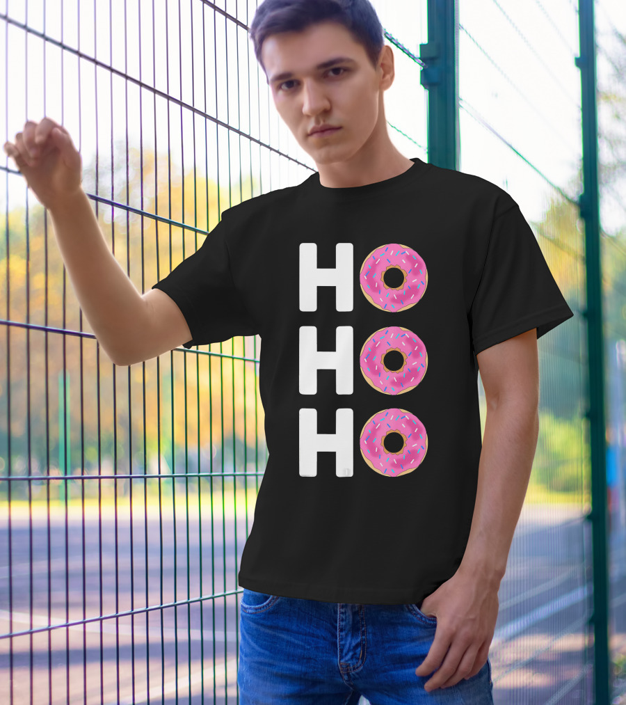HO HO HO Funny Christmas Donut T-Shirt