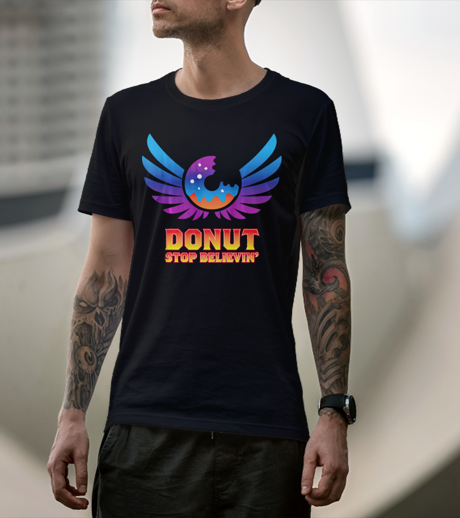 Donut Stop Believin' Colorful Winged T-Shirt