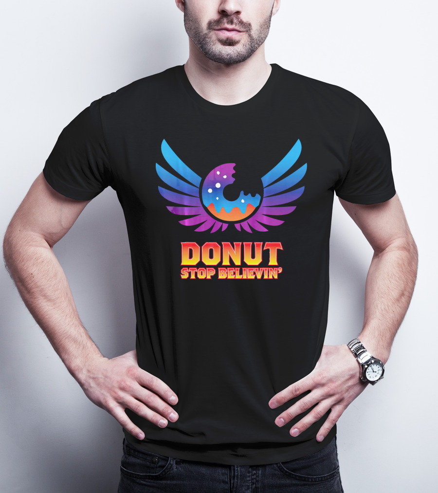 Donut Stop Believin' Colorful Winged T-Shirt