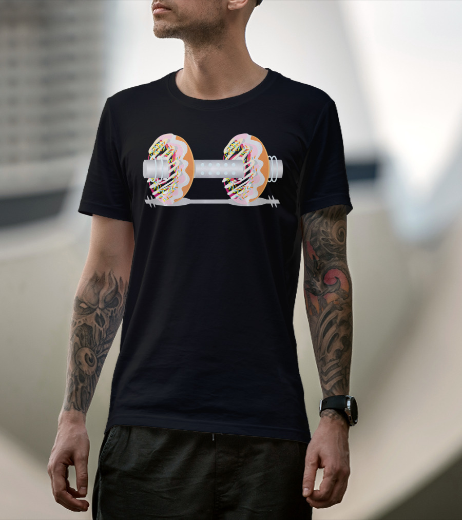 Gym Weight Lifting Donut Dumbbell Sprinkles T-Shirt