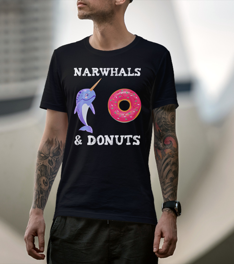 Narwhals And Donuts Funny Doughnut Combo T-Shirt