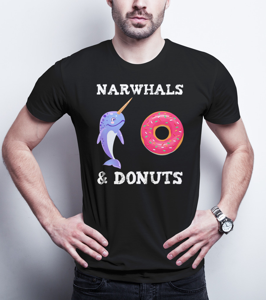 Narwhals And Donuts Funny Doughnut Combo T-Shirt
