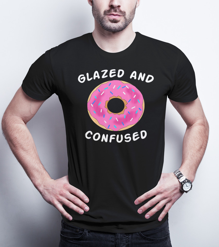 Glazed And Confused Donut Lover Pink Sprinkle Doughnut T-Shirt