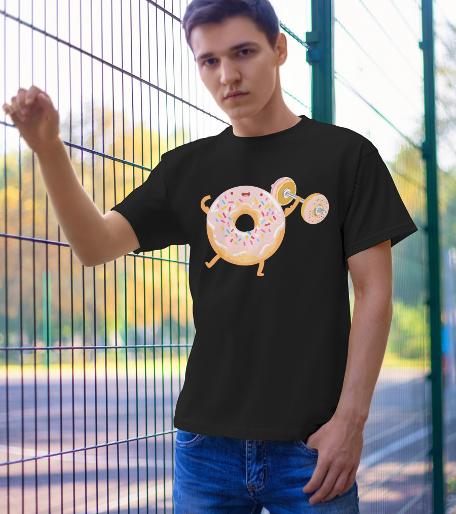 Funny Donut Gym Barbell Fitness Humor T-Shirt