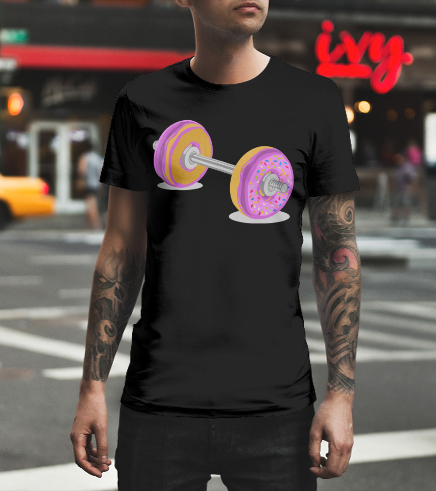 Donut Barbell Sprinkle Weightlifting Humor Novelty T-Shirt