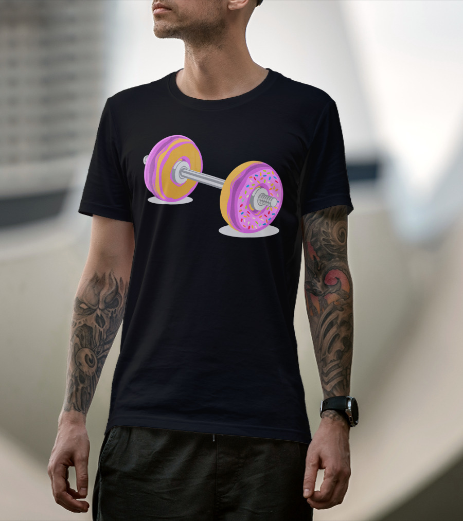 Donut Barbell Sprinkle Weightlifting Humor Novelty T-Shirt