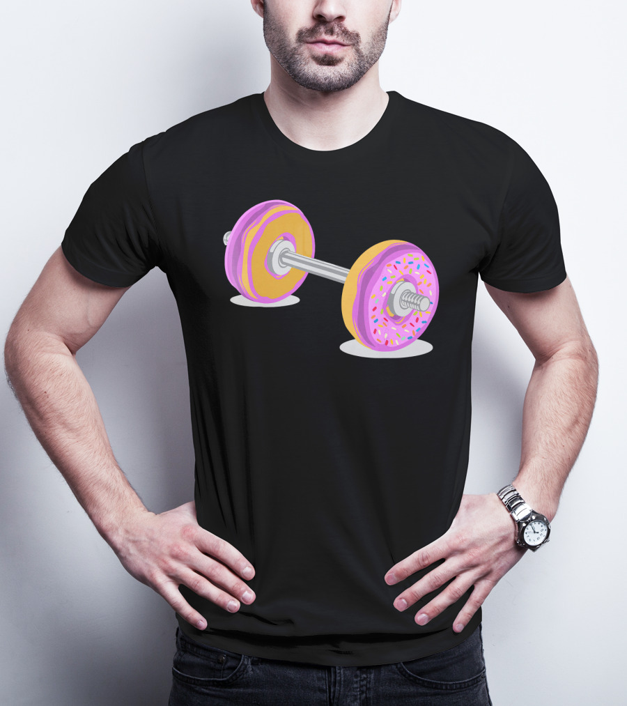 Donut Barbell Sprinkle Weightlifting Humor Novelty T-Shirt