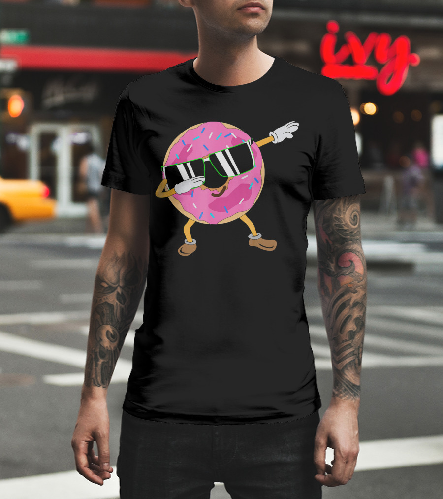 Cool Dabbing Donut Sprinkles Sunglasses Fun T-Shirt