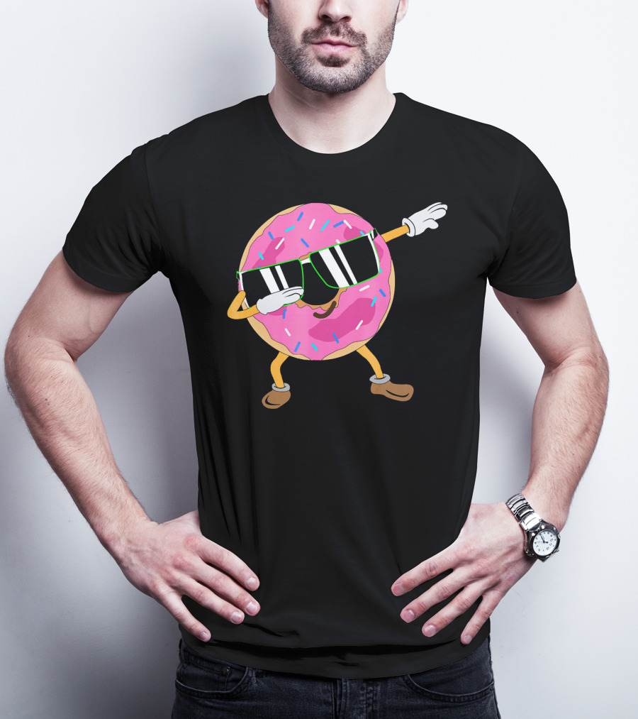 Cool Dabbing Donut Sprinkles Sunglasses Fun T-Shirt