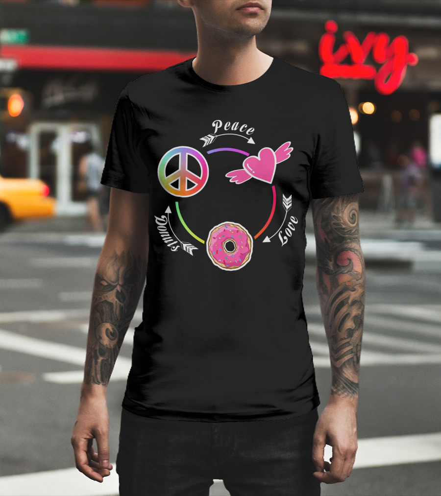 Peace Love Donuts Funny Donut I Love Donuts Lover T-Shirt