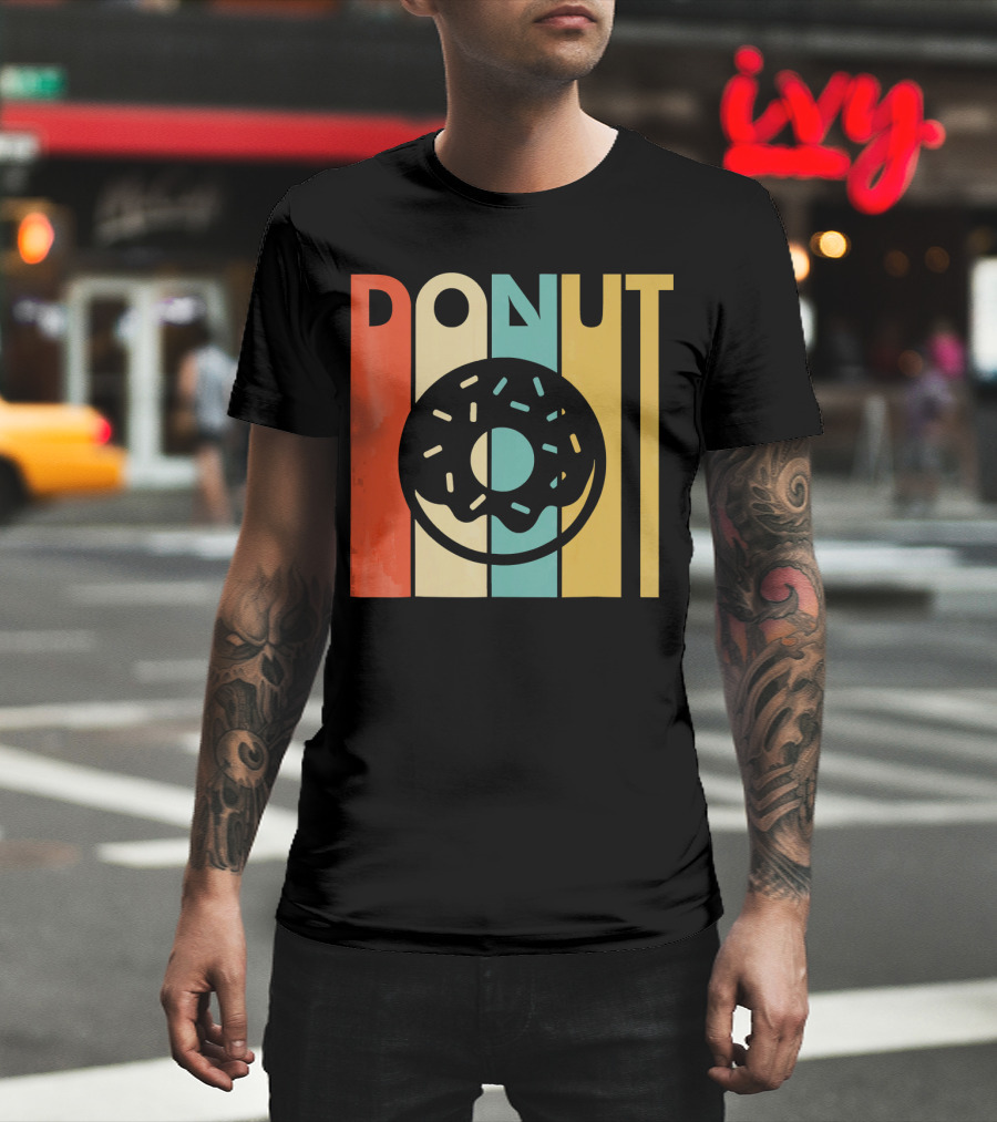Vintage Style Donut Retro Stripes T-Shirt