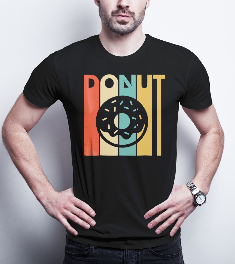 Vintage Style Donut Retro Stripes T-Shirt