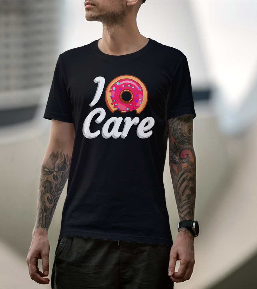 I Donut Care Funny Doughnut Lovers Pink Sprinkled Donut T-Shirt