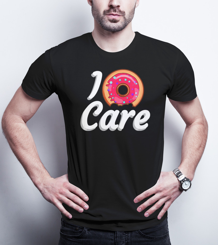 I Donut Care Funny Doughnut Lovers Pink Sprinkled Donut T-Shirt