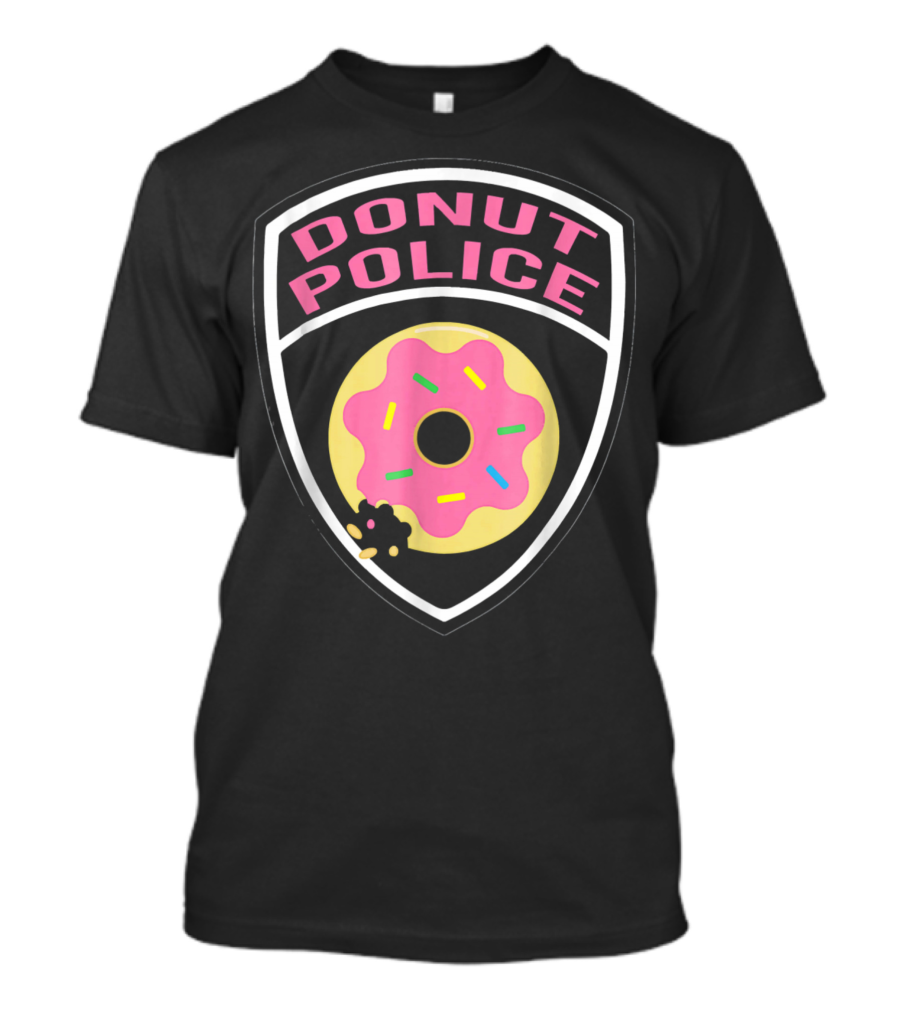Donut Police Badge Funny Donut Lover Pink Sprinkles T-Shirt