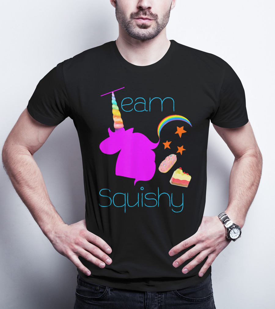 Team Squishy Forever Unicorn Rainbow Donut Cake Stars T-Shirt