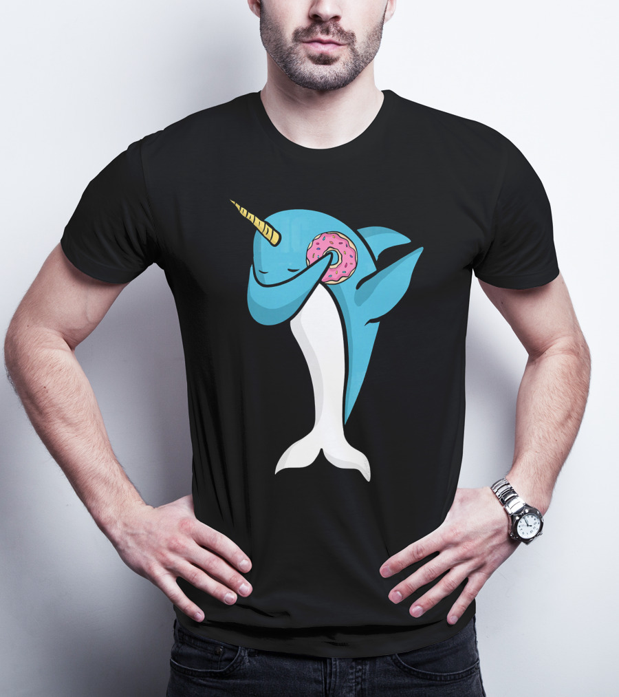 Narwhal Dabbing With Donut Pose T-Shirt