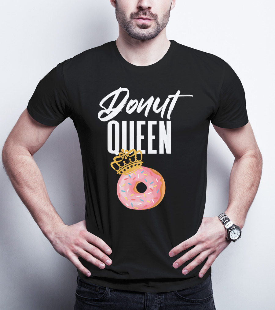 Donut Queen Sprinkled Women And Girls Pink Donut With Crown T-Shirt