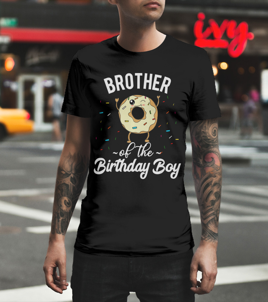 BROTHER Of The Birthday Boy Donut Winking Confetti T-Shirt