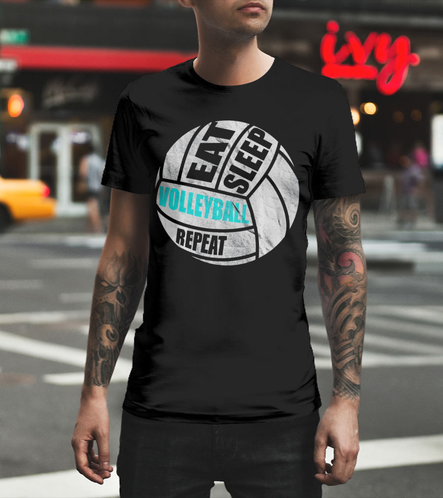 Eat Sleep Volleyball Repeat Distressed Girls Or Boys T-Shirt