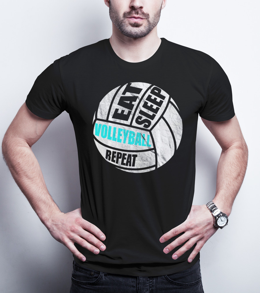 Eat Sleep Volleyball Repeat Distressed Girls Or Boys T-Shirt