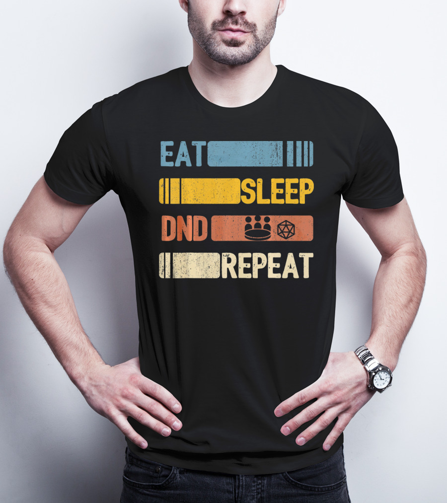Eat Sleep DND Dice Crown Repeat T-Shirt