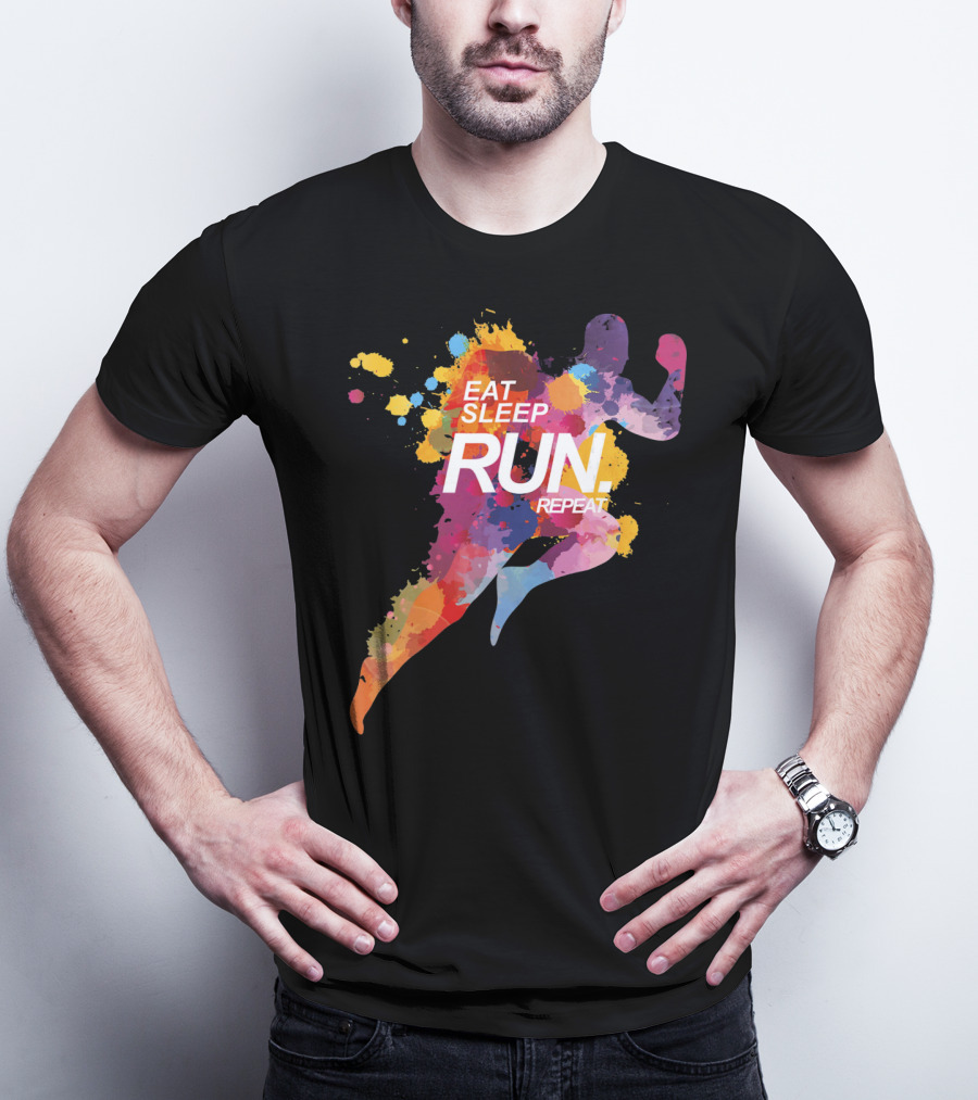 Eat Sleep Run Repeat Colorful Runner T-Shirt