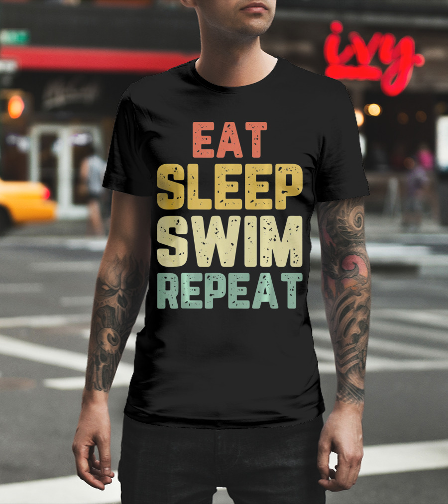 Eat Sleep Swim Repeat Swimming Vintage T-Shirt