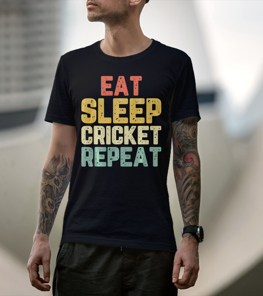 Eat Sleep Cricket Repeat Player Vin T-Shirt