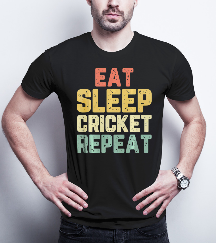 Eat Sleep Cricket Repeat Player Vin T-Shirt