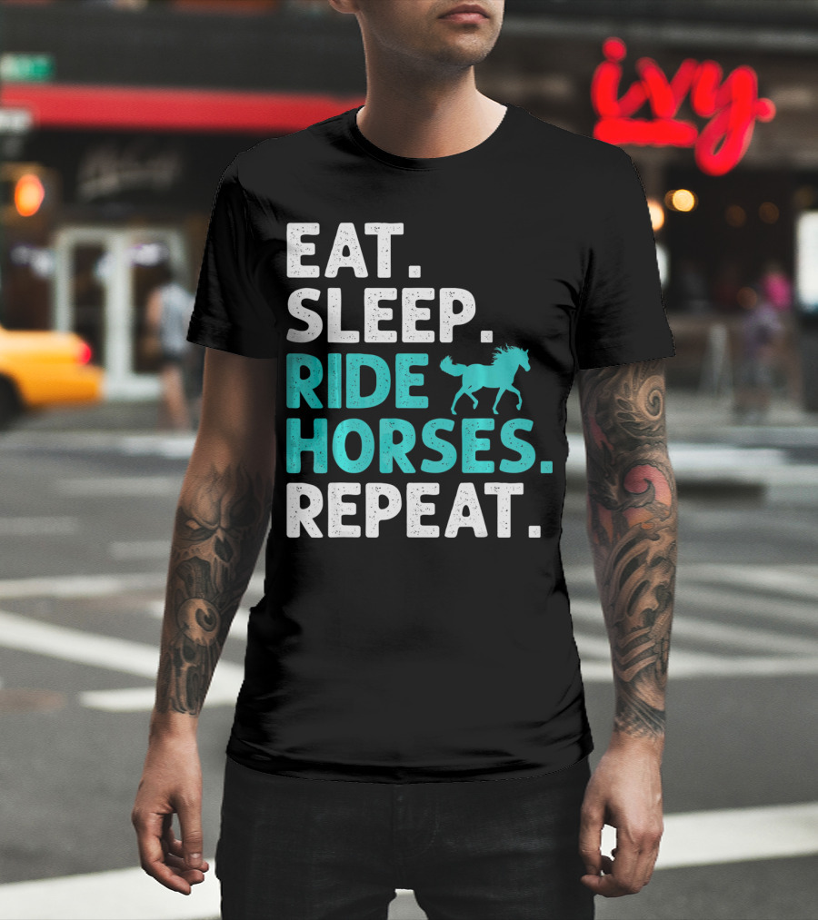 Eat Sleep Ride Horses Repeat Vintage Horse T-Shirt