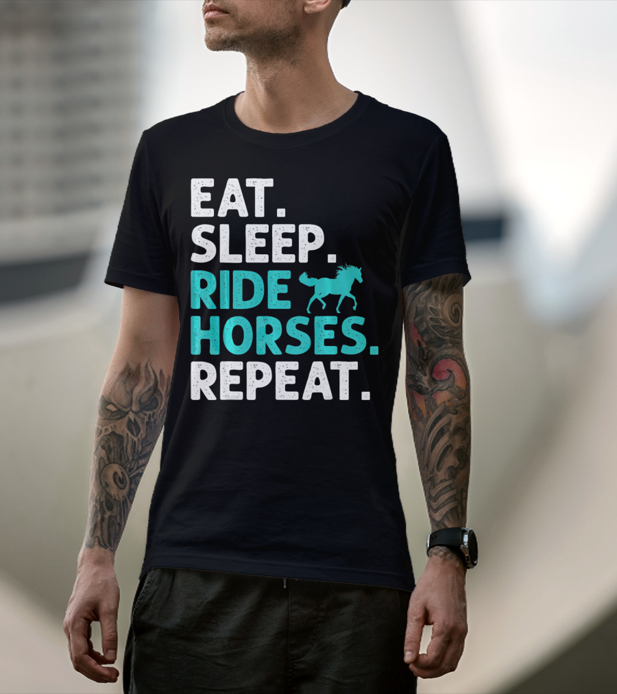Eat Sleep Ride Horses Repeat Vintage Horse T-Shirt
