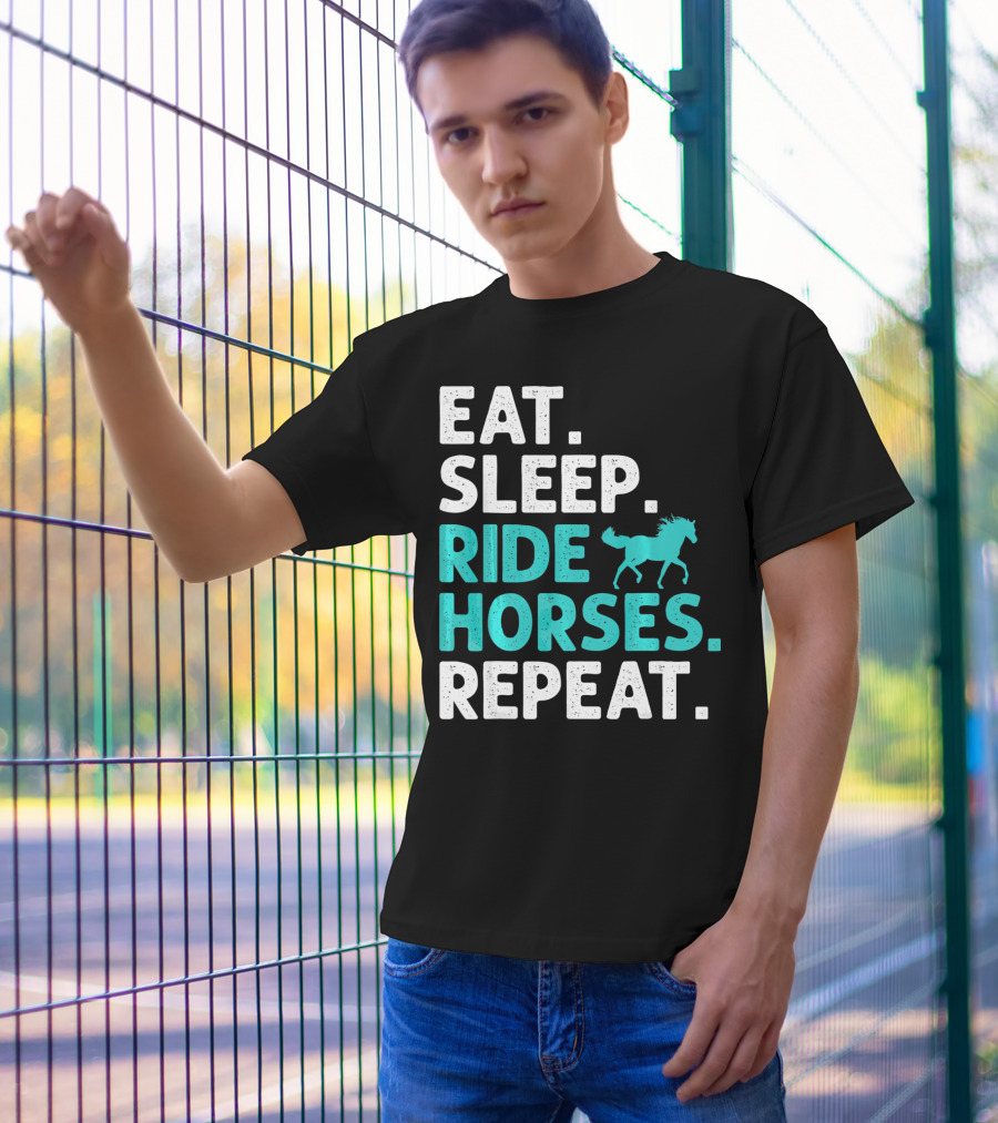 Eat Sleep Ride Horses Repeat Vintage Horse T-Shirt