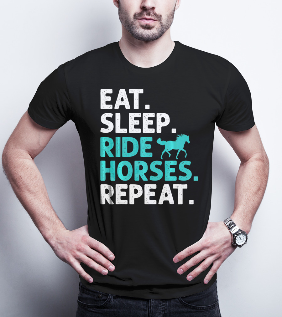 Eat Sleep Ride Horses Repeat Vintage Horse T-Shirt