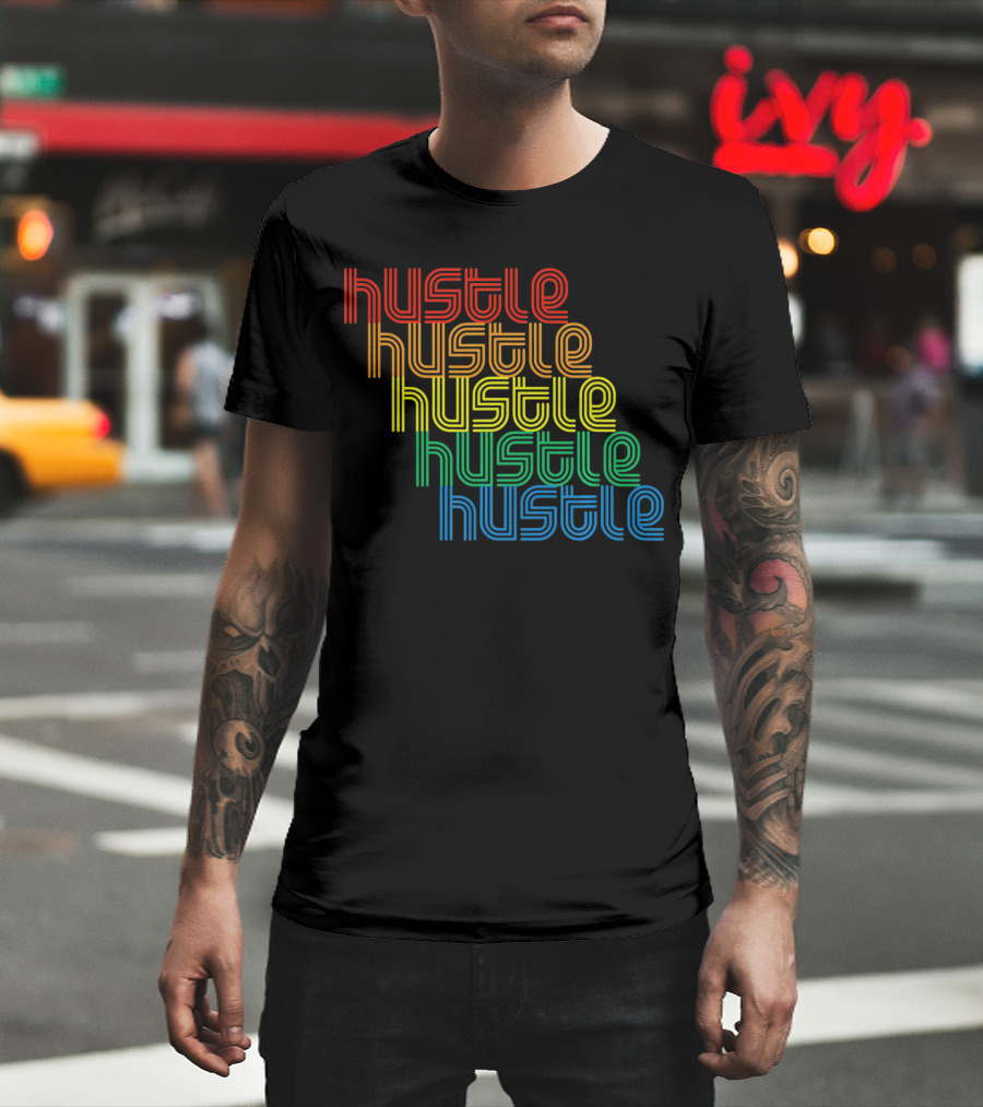 Hustle Hustle Hustle Hustle Hustle Repeat Vintage Disco 70s T-Shirt