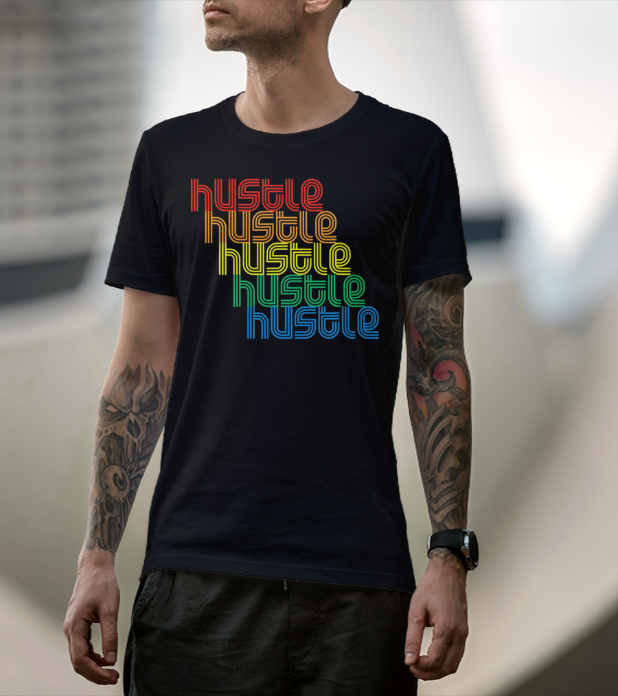 Hustle Hustle Hustle Hustle Hustle Repeat Vintage Disco 70s T-Shirt