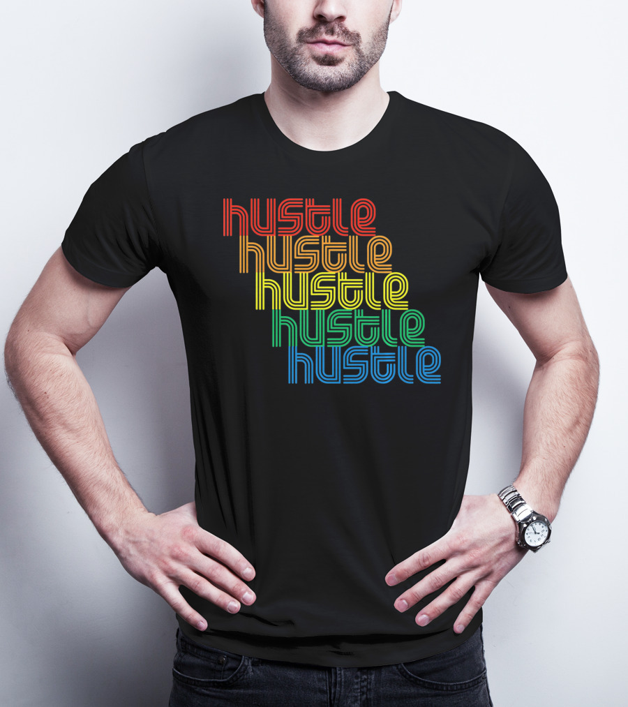 Hustle Hustle Hustle Hustle Hustle Repeat Vintage Disco 70s T-Shirt