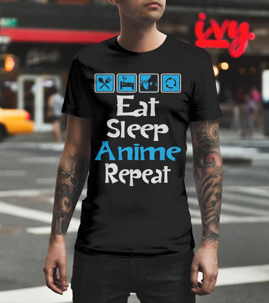 Eat Sleep Anime Repeat Manga SciFi T-Shirt