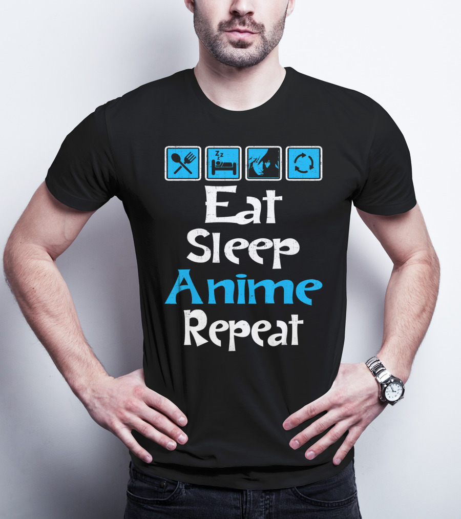 Eat Sleep Anime Repeat Manga SciFi T-Shirt