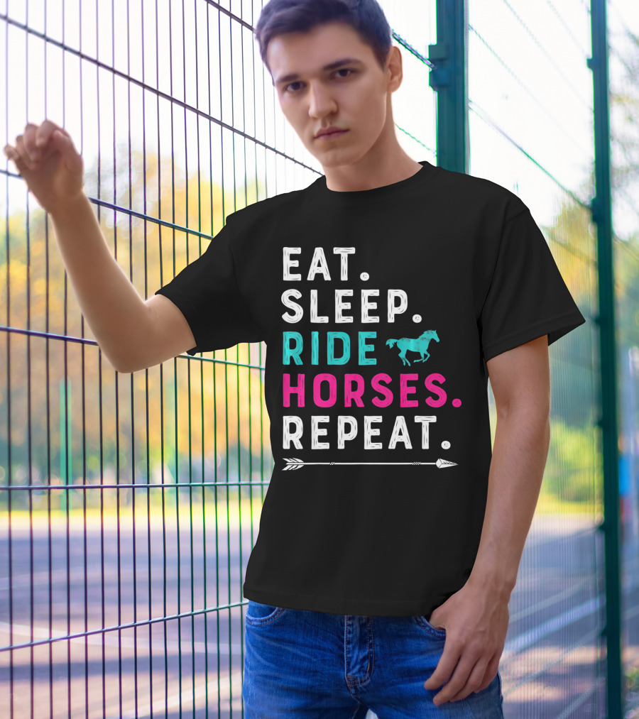 Eat Sleep Ride Horses Repeat Girls Women T-Shirt