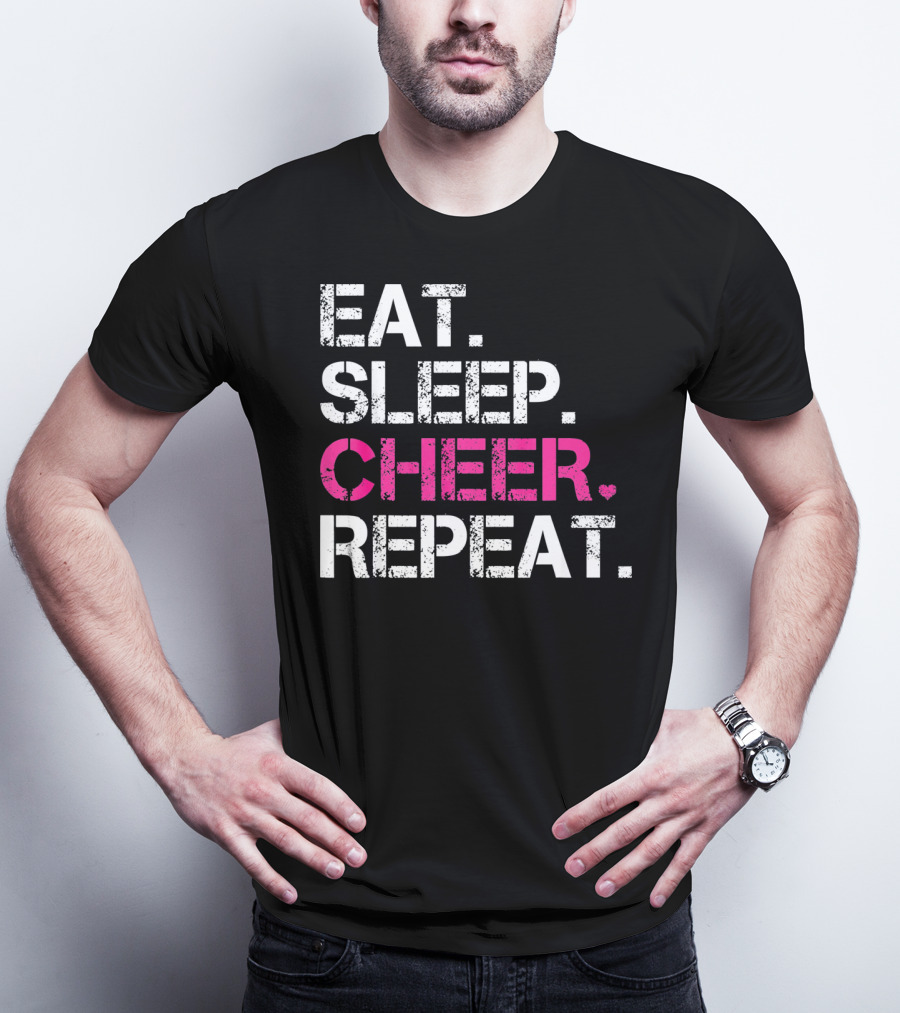 Eat Sleep Cheer Heart Repeat Cheerleading T-Shirt