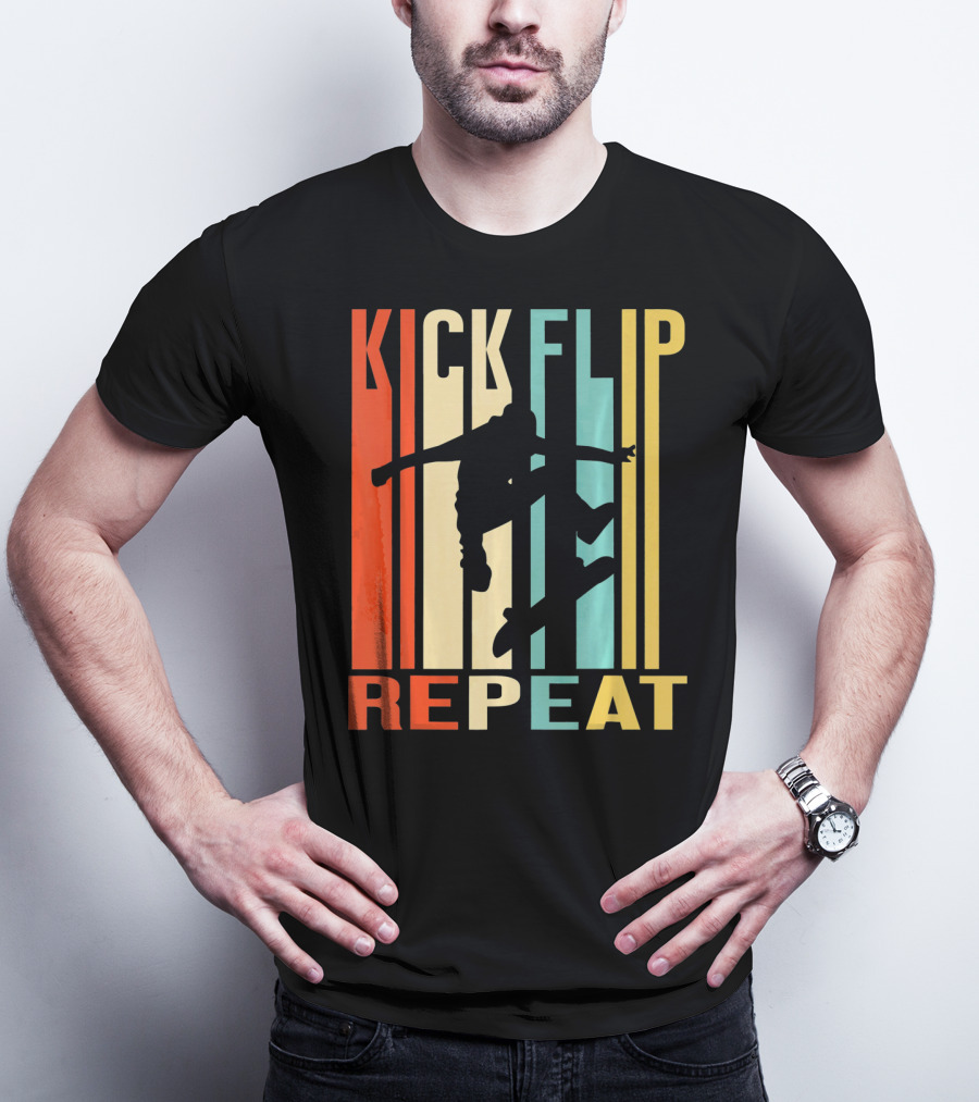 Kick Flip Repeat Vintage Skateboarding T-Shirt