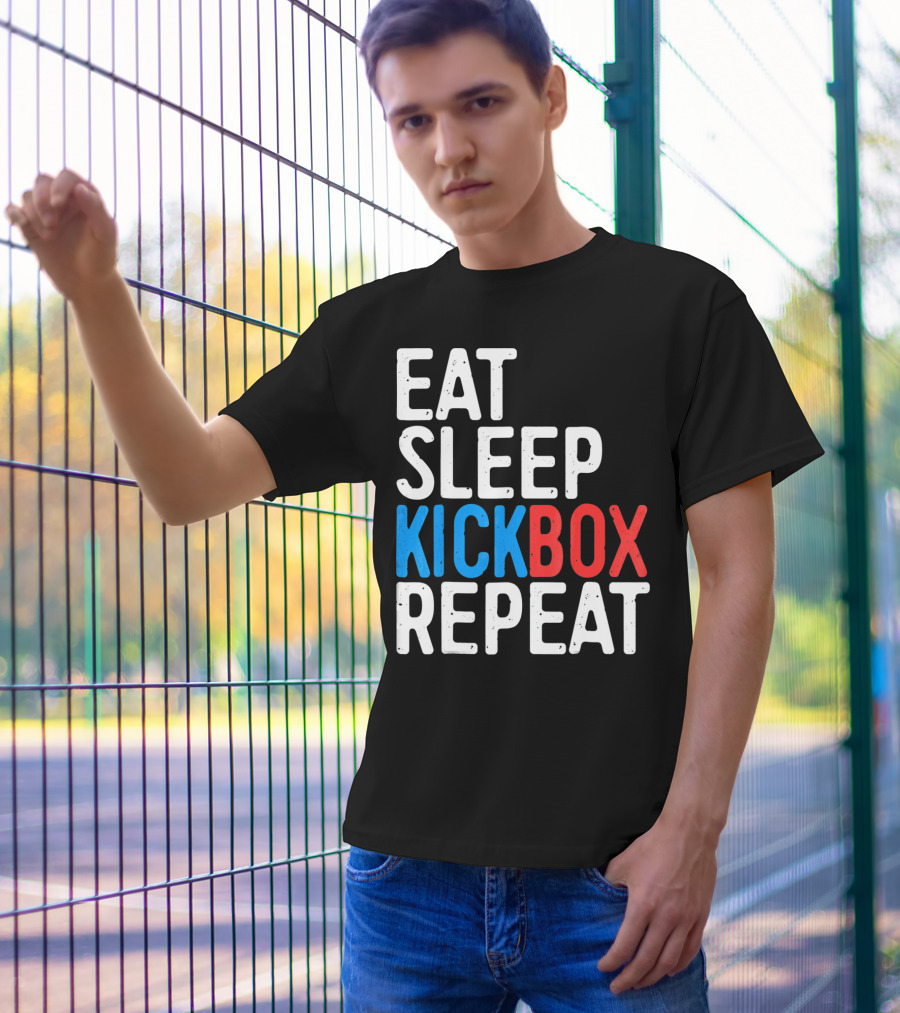 Eat Sleep Kickbox Repeat Kickbox Motivational Sports T-Shirt